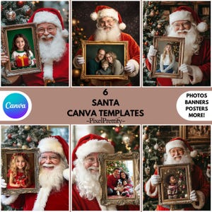 6 Christmas Canva Templates, Santa Canva Template, Digital Photography ...