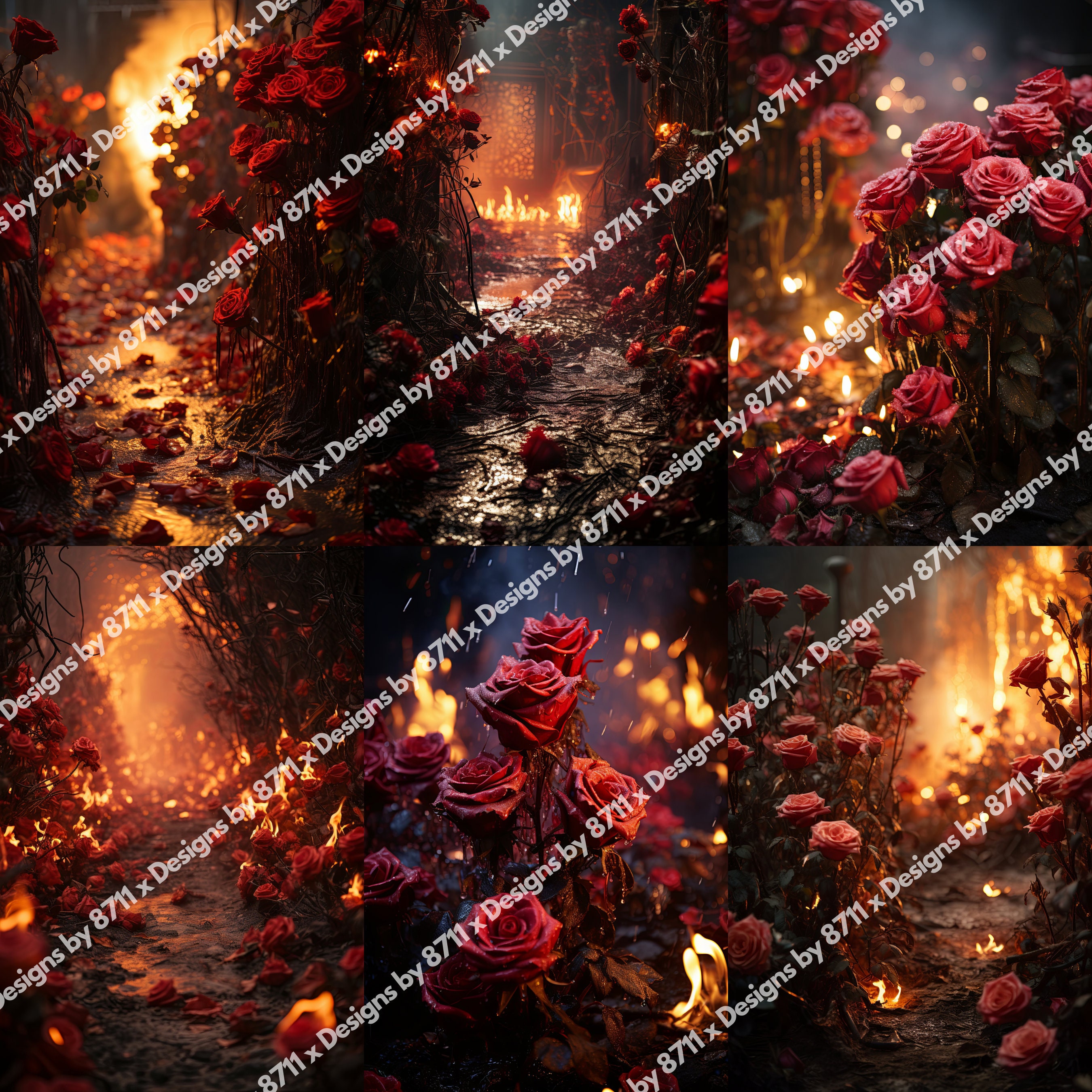 Fire Rose Digital Backdrop Vertical Portrait Background, Portrait ...