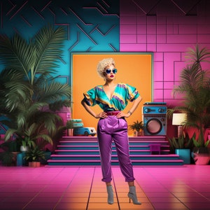 80s Retro Digital Backdrop Set, Maternity Backdrop Overlays, Studio ...