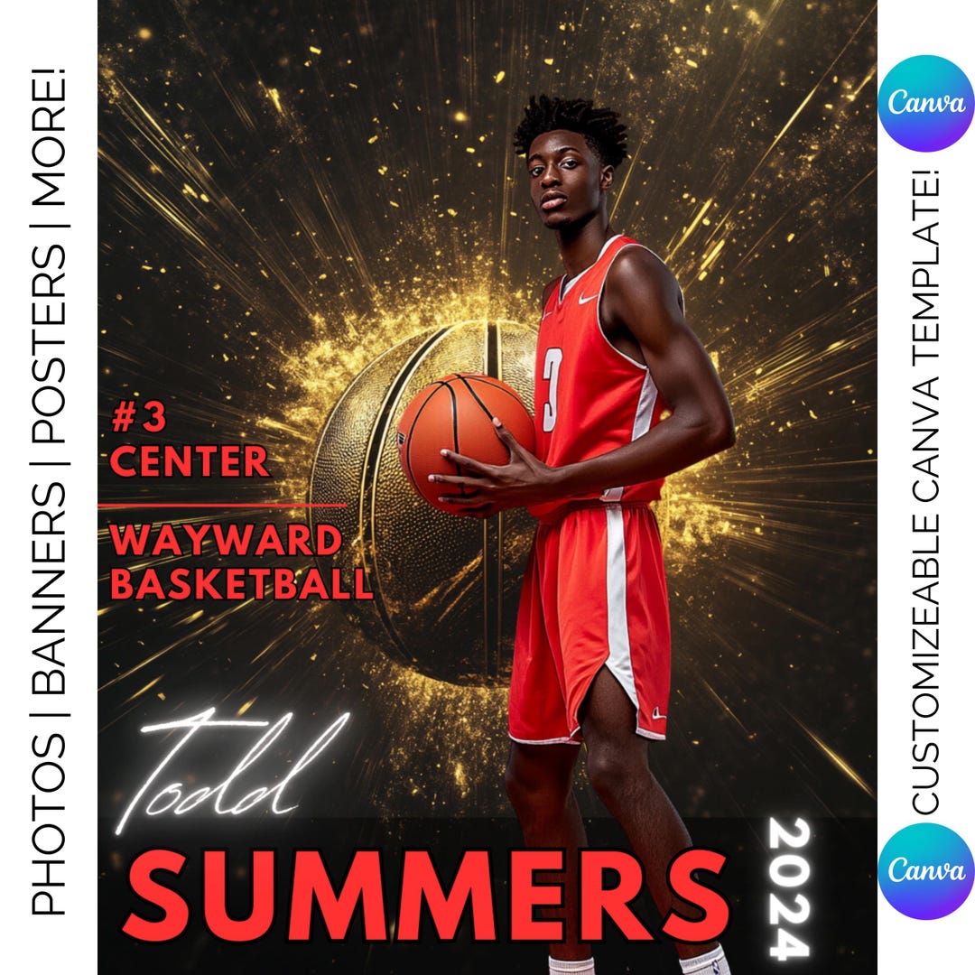 Basketball Poster Canva Template | Basketball Background for Custom ...