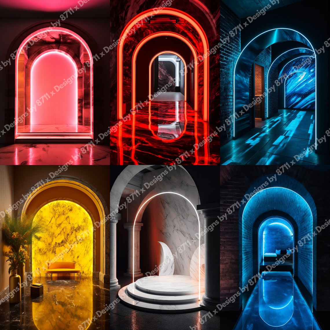 Neon Arch Digital Backdrops Neon Backdrop Overlays Neon Photography ...