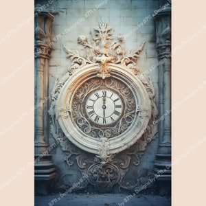 Ornate Clock Digital Backdrop, Maternity Backdrop Overlays, Studio ...
