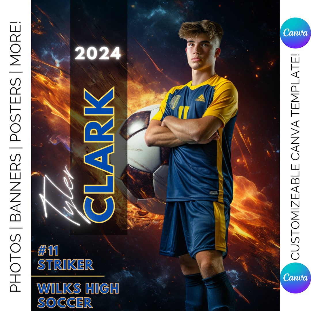 Soccer Poster & Banner Canva Template | Editable Digital Soccer ...