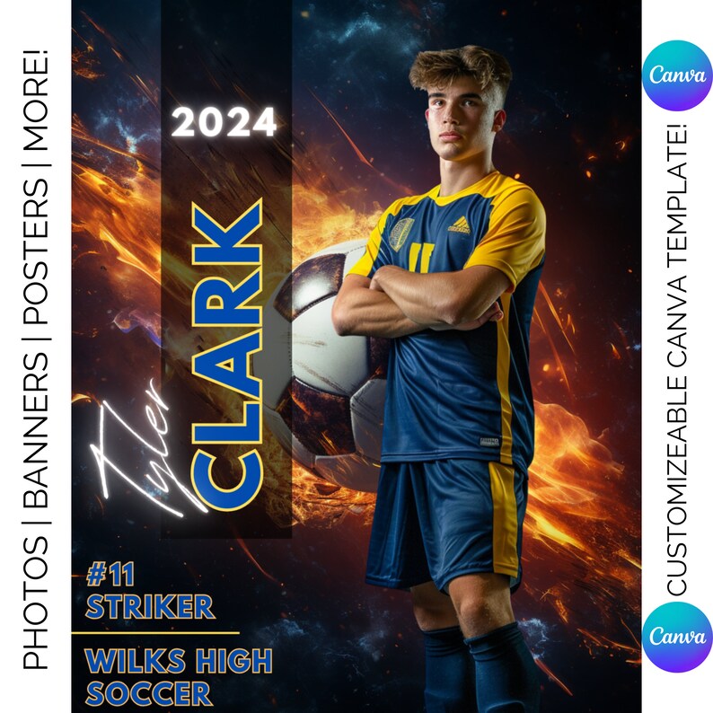 Soccer Poster & Banner Canva Template Editable Digital Soccer ...