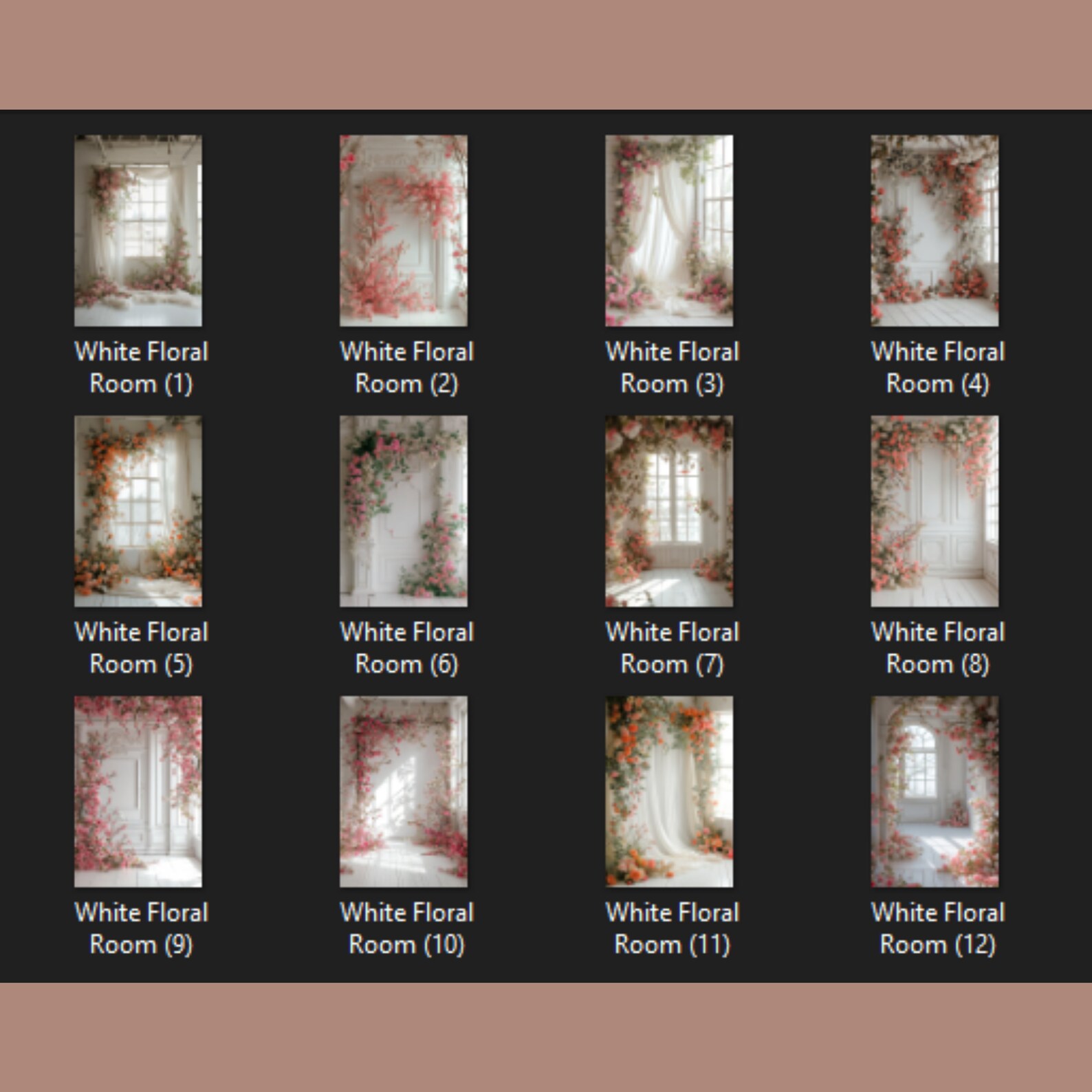 White Floral Room Digital Backdrop, Maternity Backdrop Overlays, Studio ...