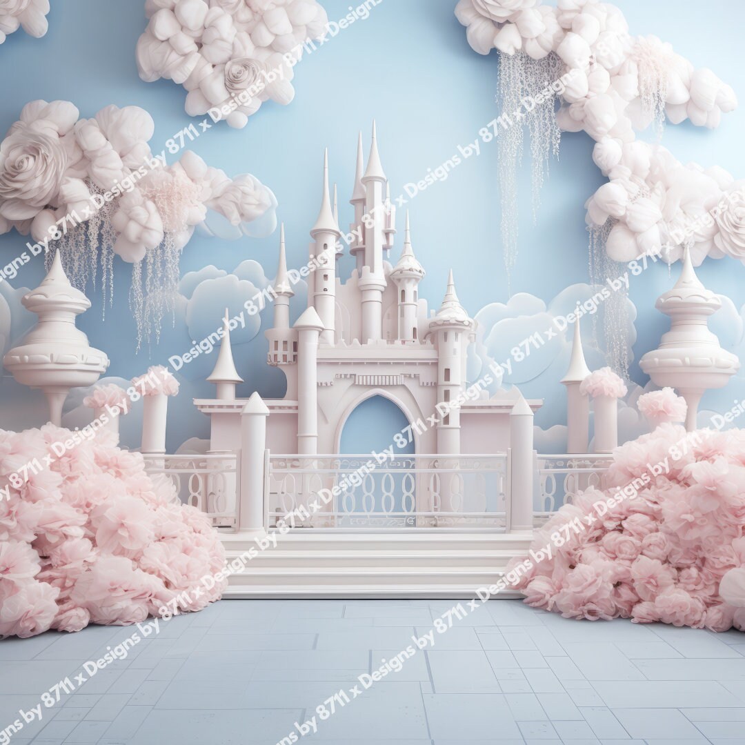 Fairytale Castle Digital Background Blue Fairytale Digital Backdrop ...