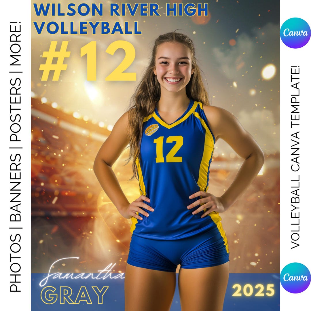 Volleyball Poster & Banner Canva Template | Digital Volleyball ...