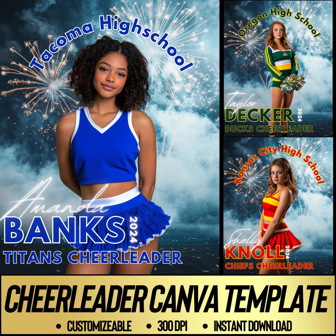 Cheerleader Canva Template | for Cheer & Dance Banner, Senior Sports ...