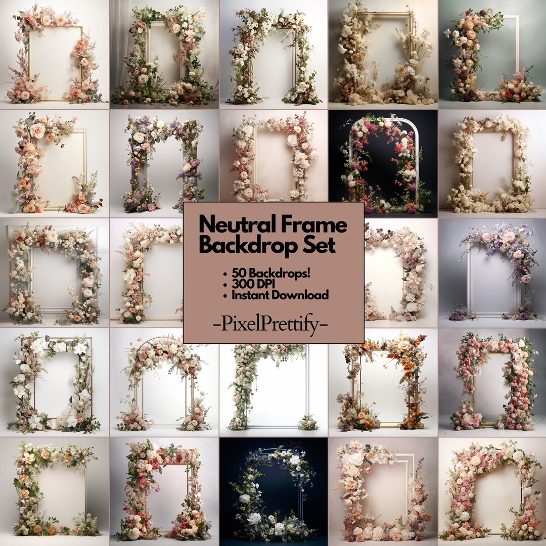 50 Floral Frame Digital Overlays Maternity Backdrop Digital Studio ...