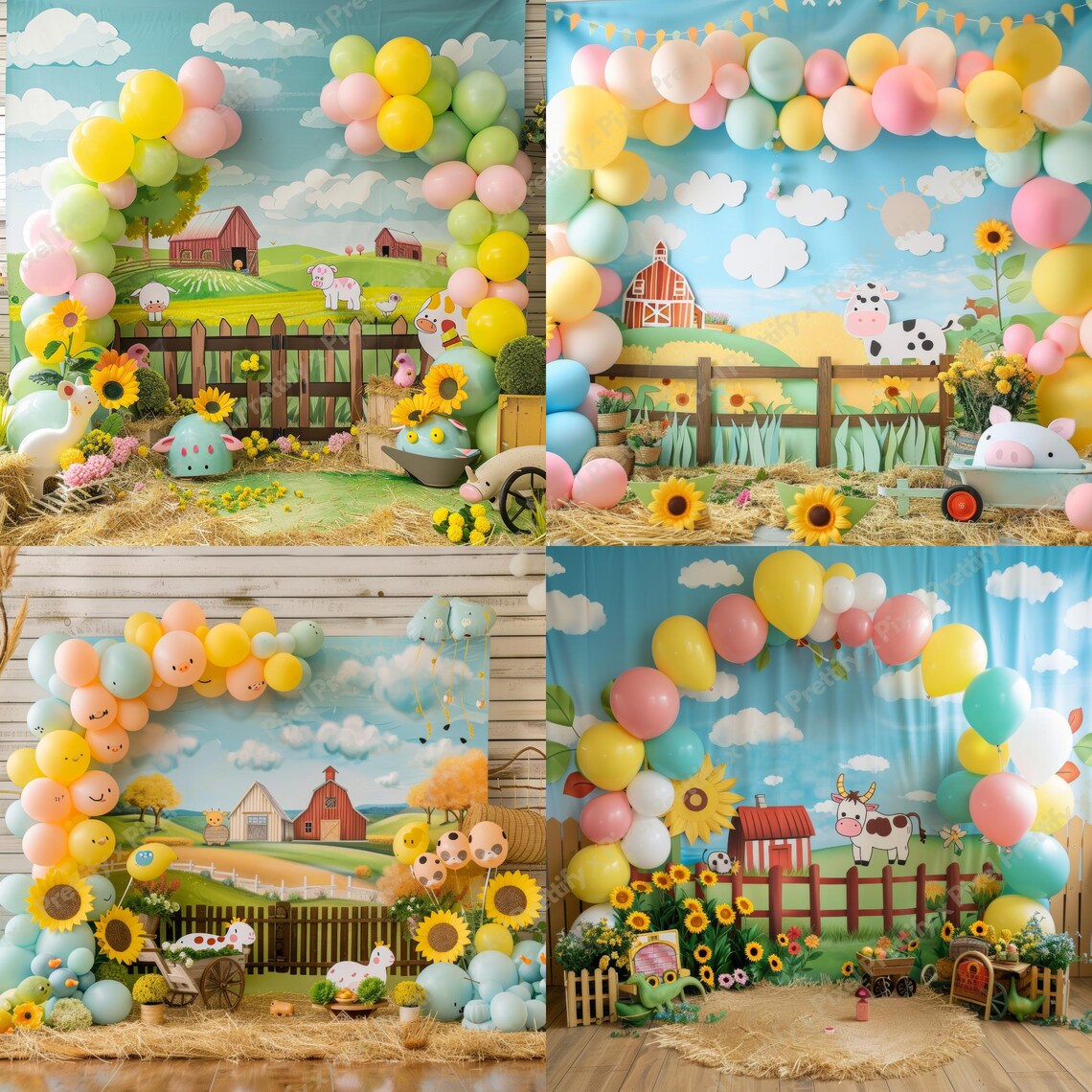 Farm Digital Backdrops, Farm Baby Birthday, Photoshop Overlays ...