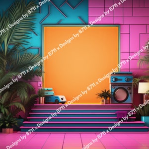 80s Retro Digital Backdrop Set, Maternity Backdrop Overlays, Studio ...