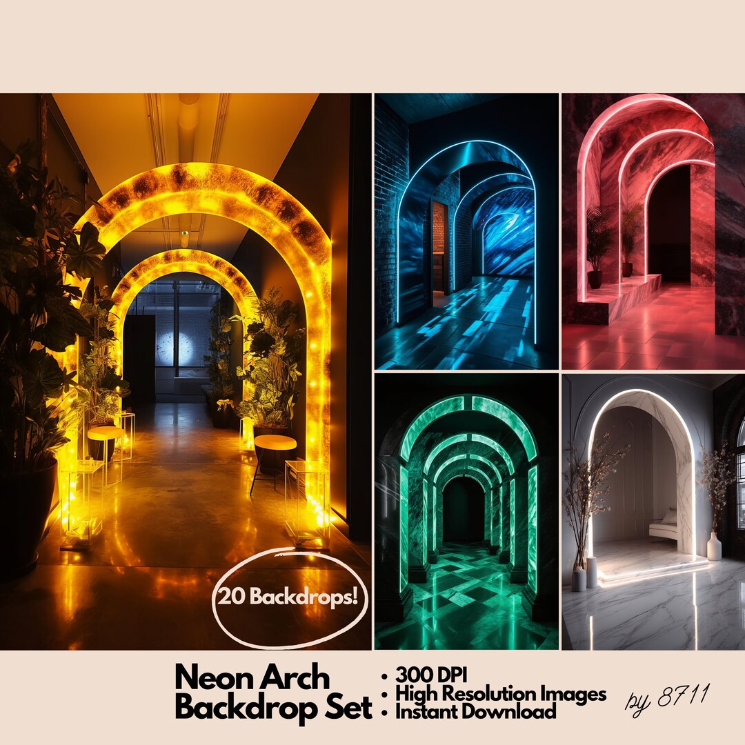 Neon Arch Digital Backdrops Neon Backdrop Overlays Neon Photography ...