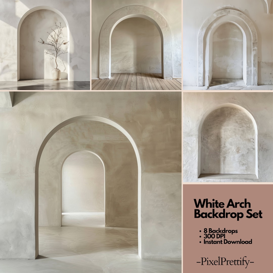 White Arch Digital Backdrops, Maternity Backdrop Overlays, Studio ...