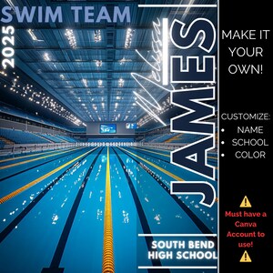 Swimming Poster Canva Template | Swimmer Background for Senior Sports ...