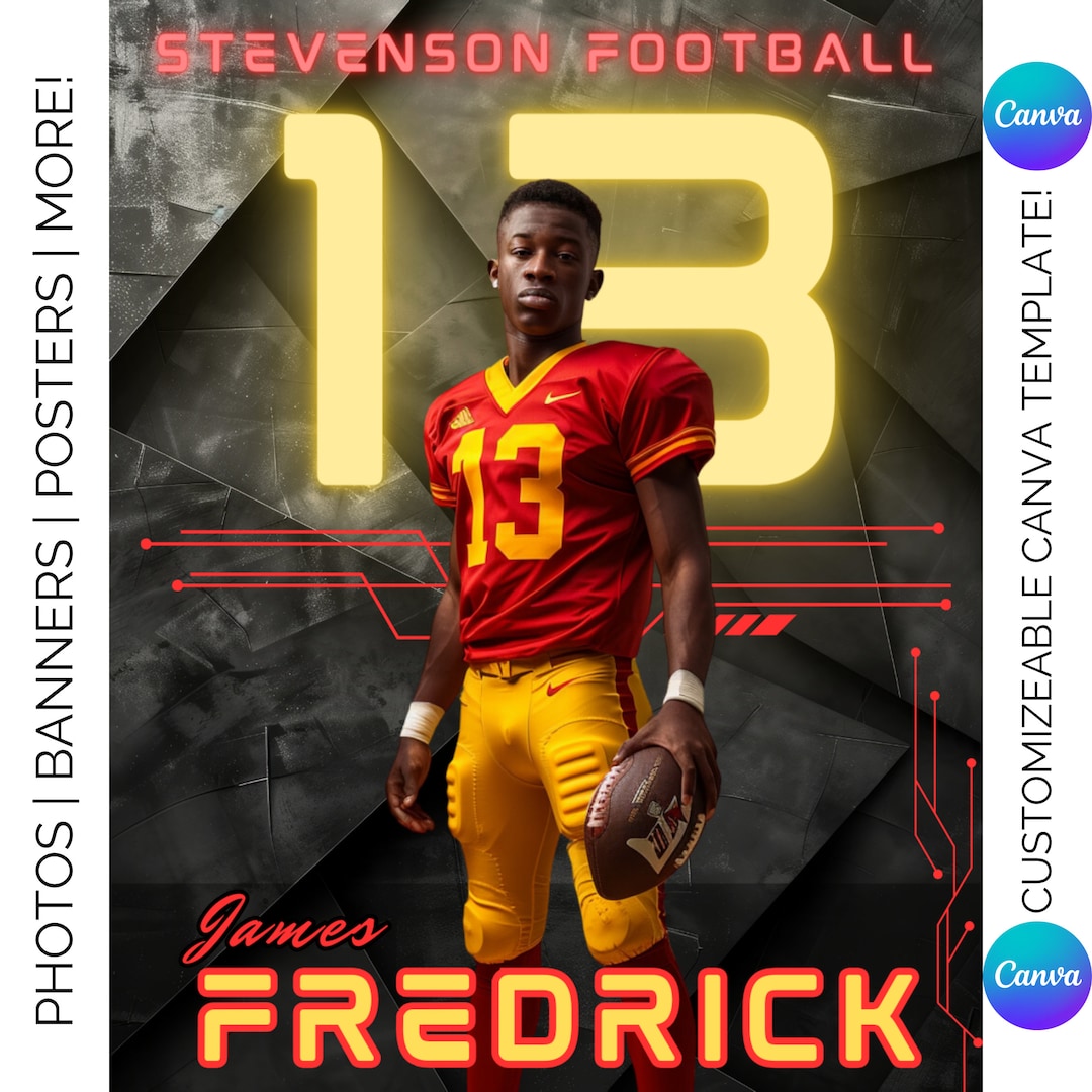 Sports Poster Canva Template Custom Senior Banners, Baseball Cards ...