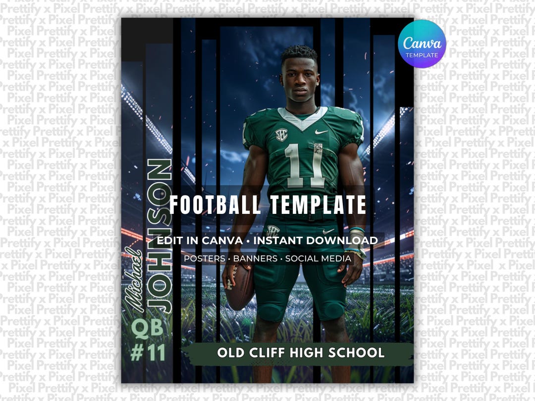 Football Poster Canva Template | Fire Backdrop for Custom Sports ...