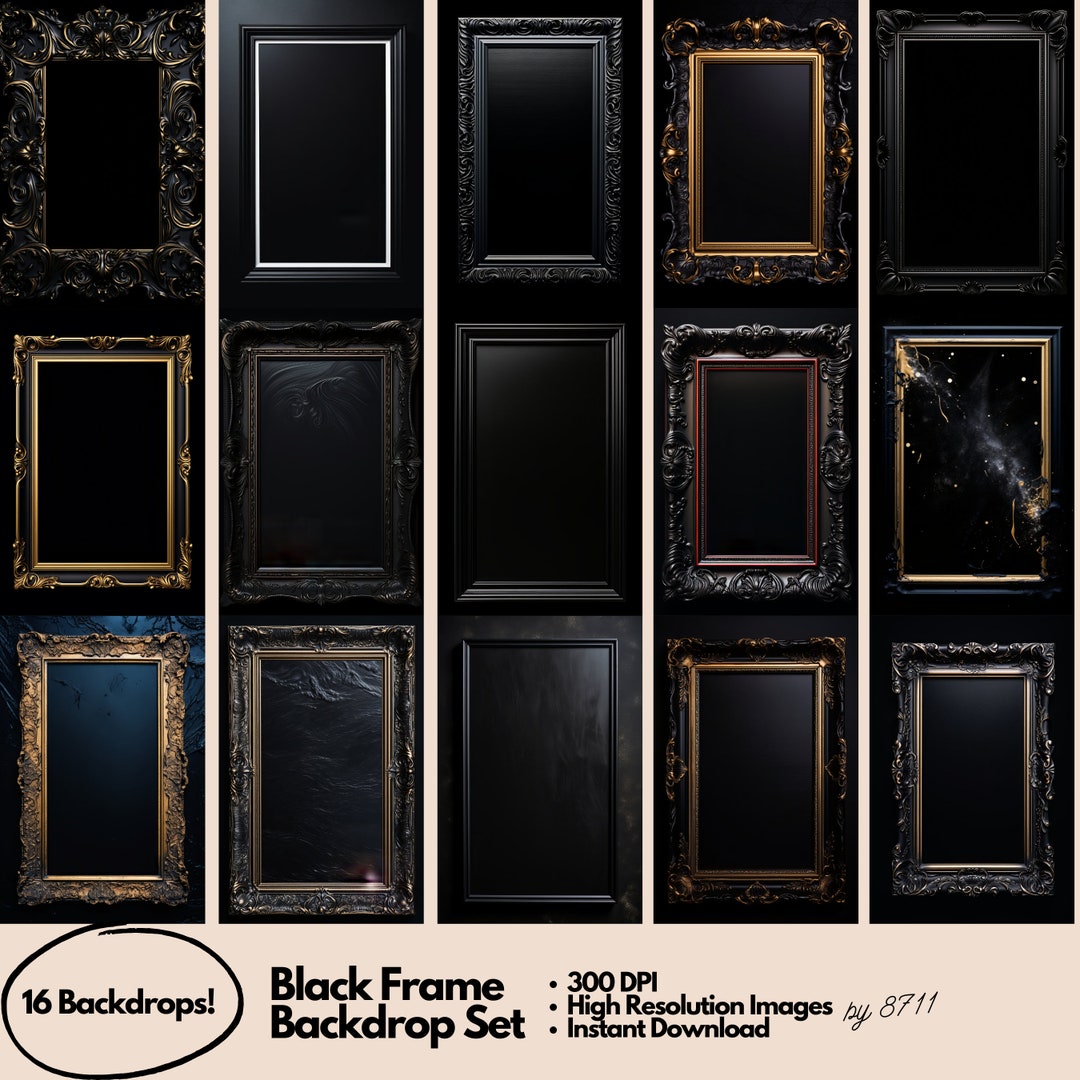 Black Frame Digital Backdrops Maternity Backdrop Overlays Photography ...