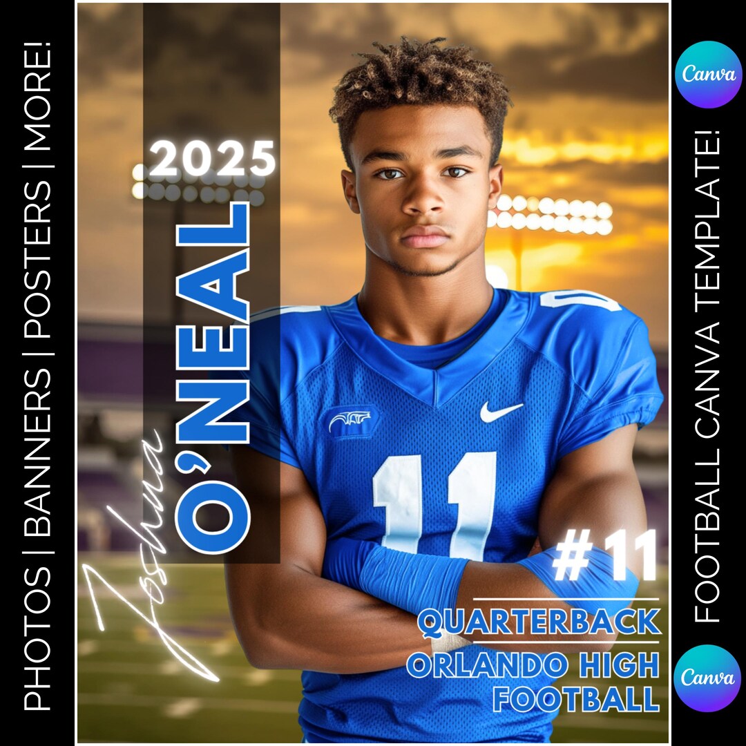 Football Poster Canva Template | Fire Backdrop for Custom Sports ...