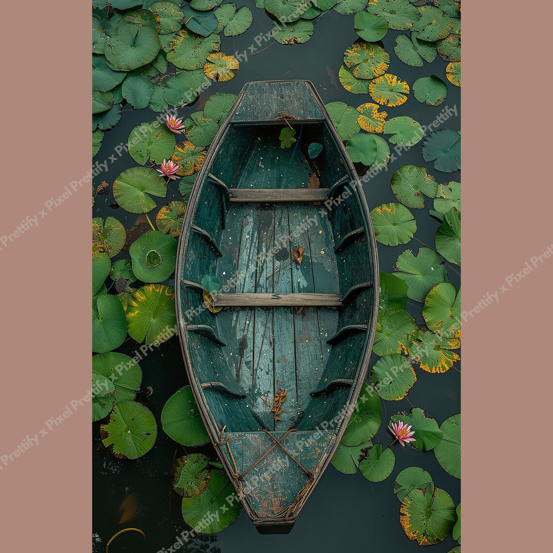 Lily Pond Boat Digital Backdrop Overlay for Portrait Photography ...