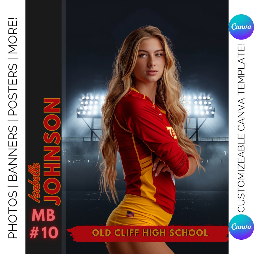 Sports Poster Canva Template | Custom Senior Banners, Baseball Cards ...