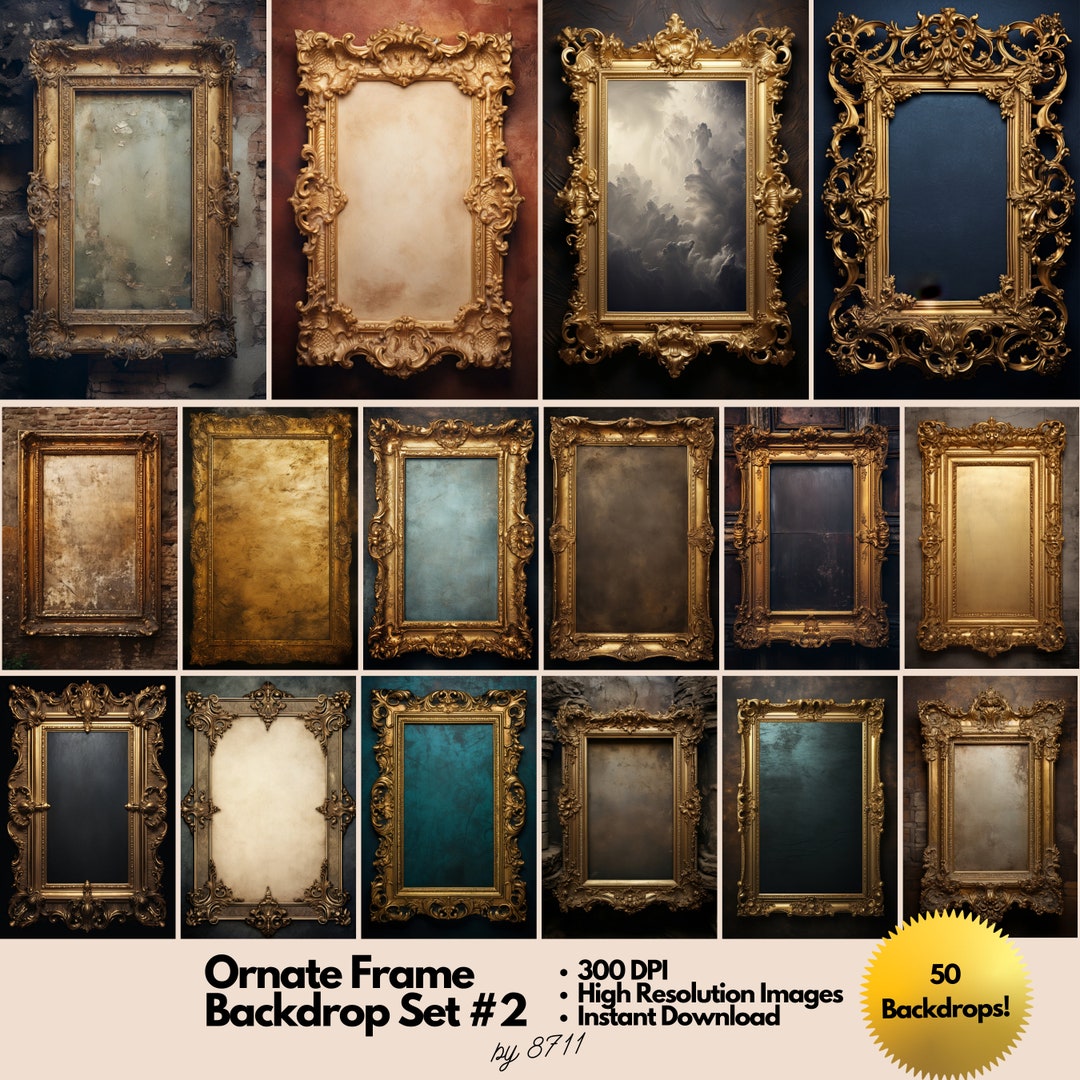 Ornate Frame Digital Backdrop Set #2, Maternity Backdrop Overlays ...