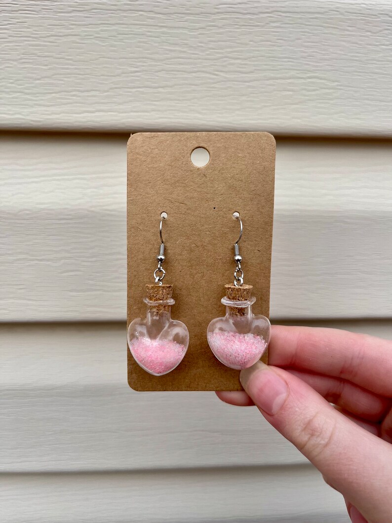 Valentine’s Heart Glass Bottle Shaker Earrings, Celebrate, Sparkly ...