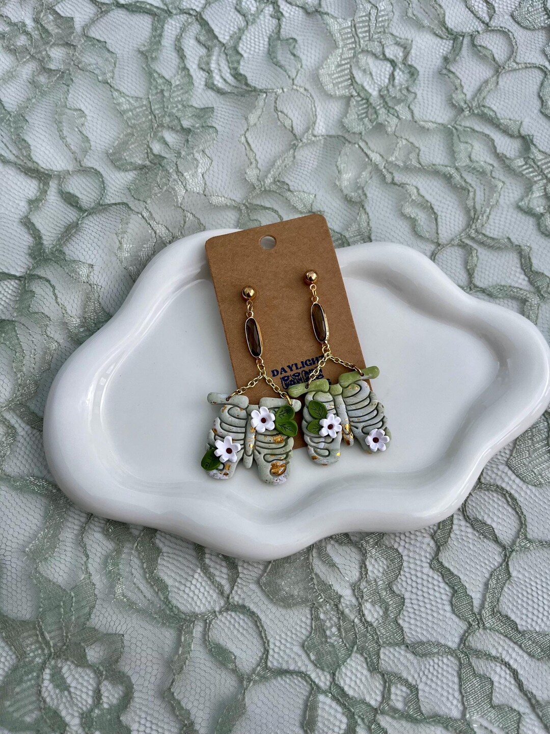 Floral Ribcage Earrings, Hozier Inspired, Bones, Flowers, Foraging ...