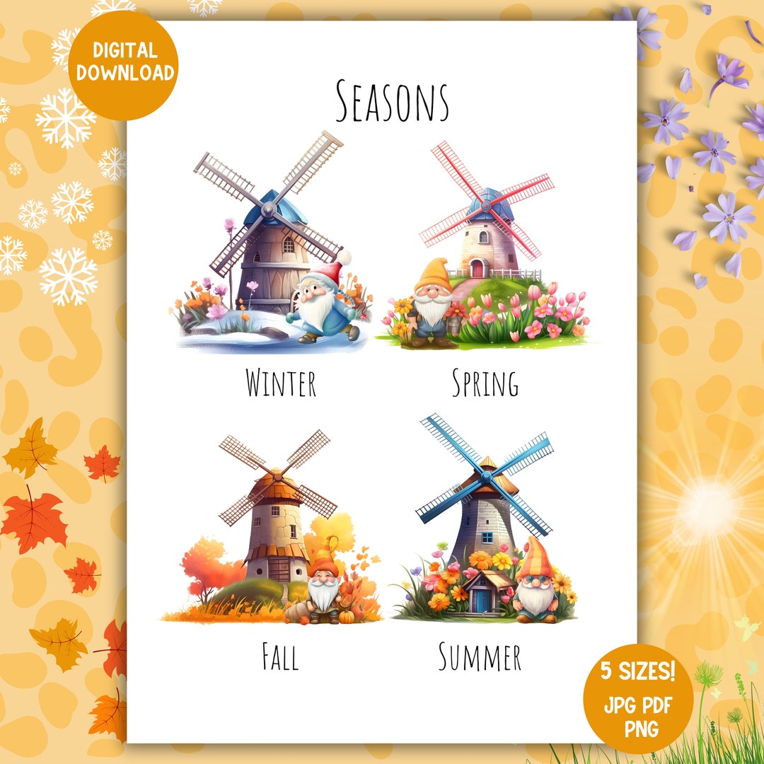 Seasons Poster Educational-5 Sizes, PDF, JPG, PNG Homeschool Printable ...