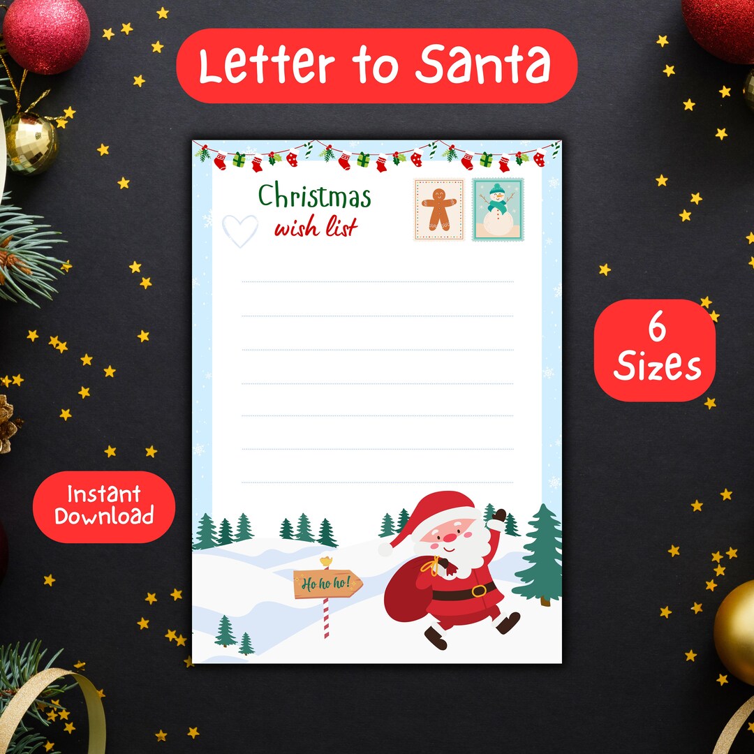 Letter to Santa PDF Printable Santa Claus Letter Christmas - Etsy