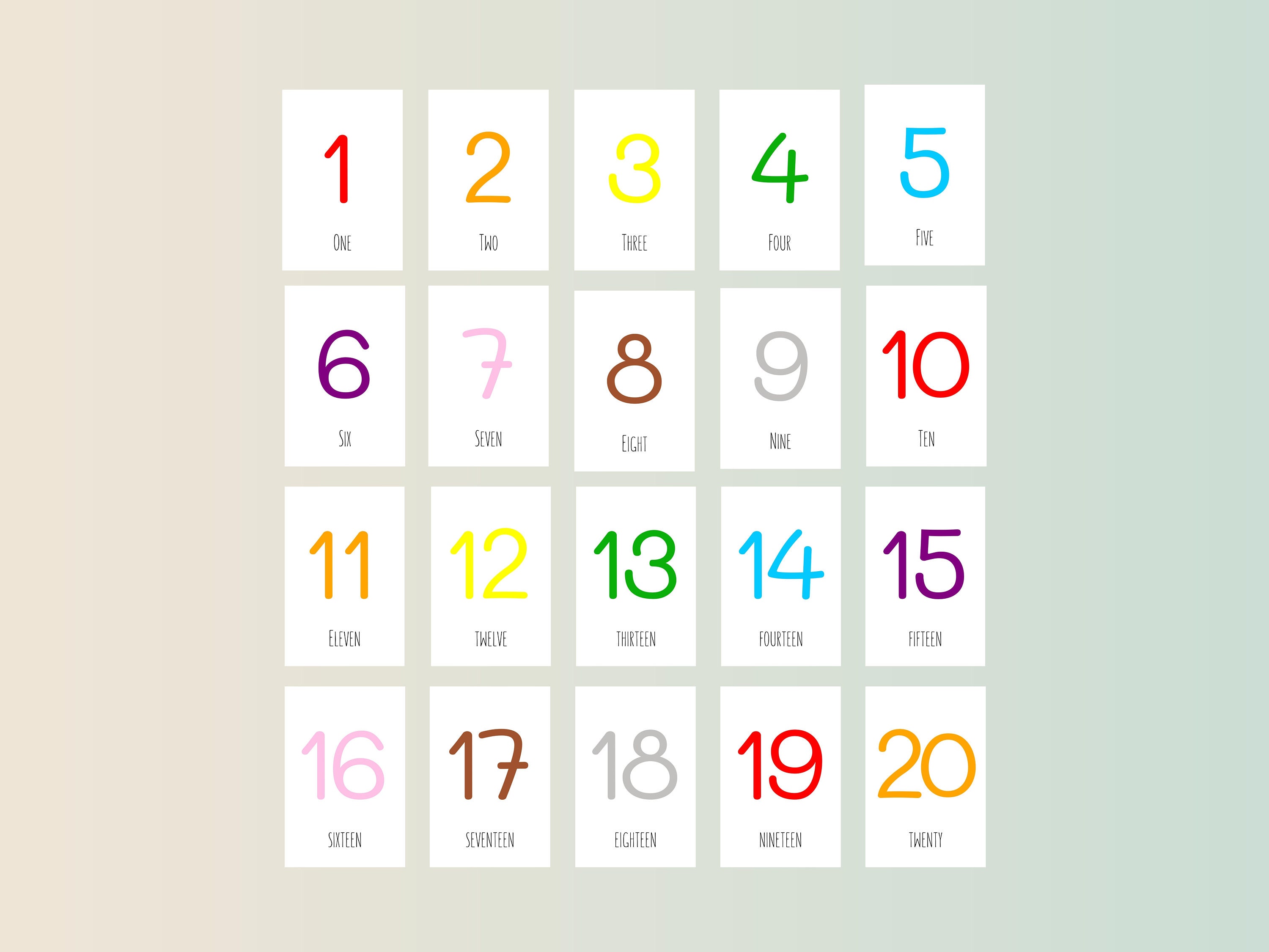 Numbers Flashcards Bright Numbers Cards Montessori Homeschool - Etsy