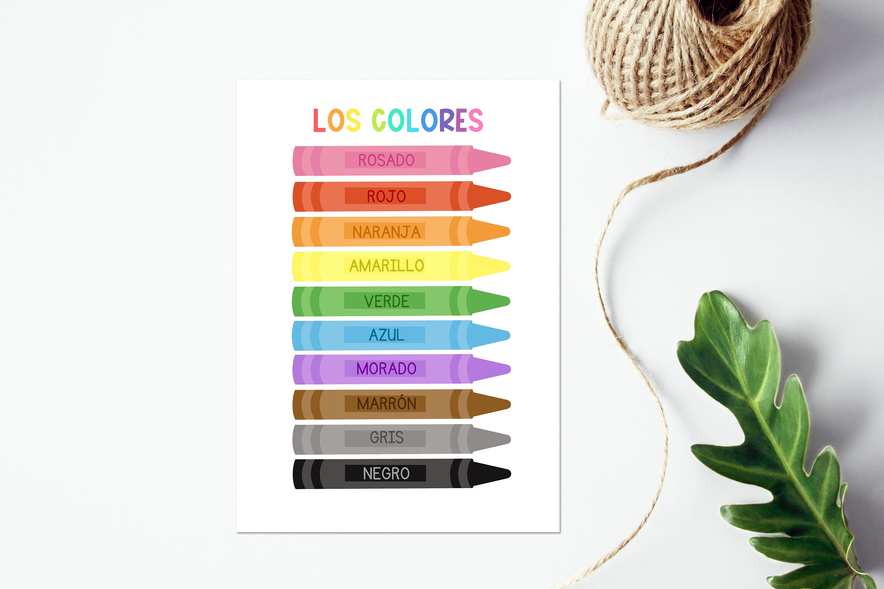 Spanish Crayon Colors Poster Educational Print Kids Homeschool ...