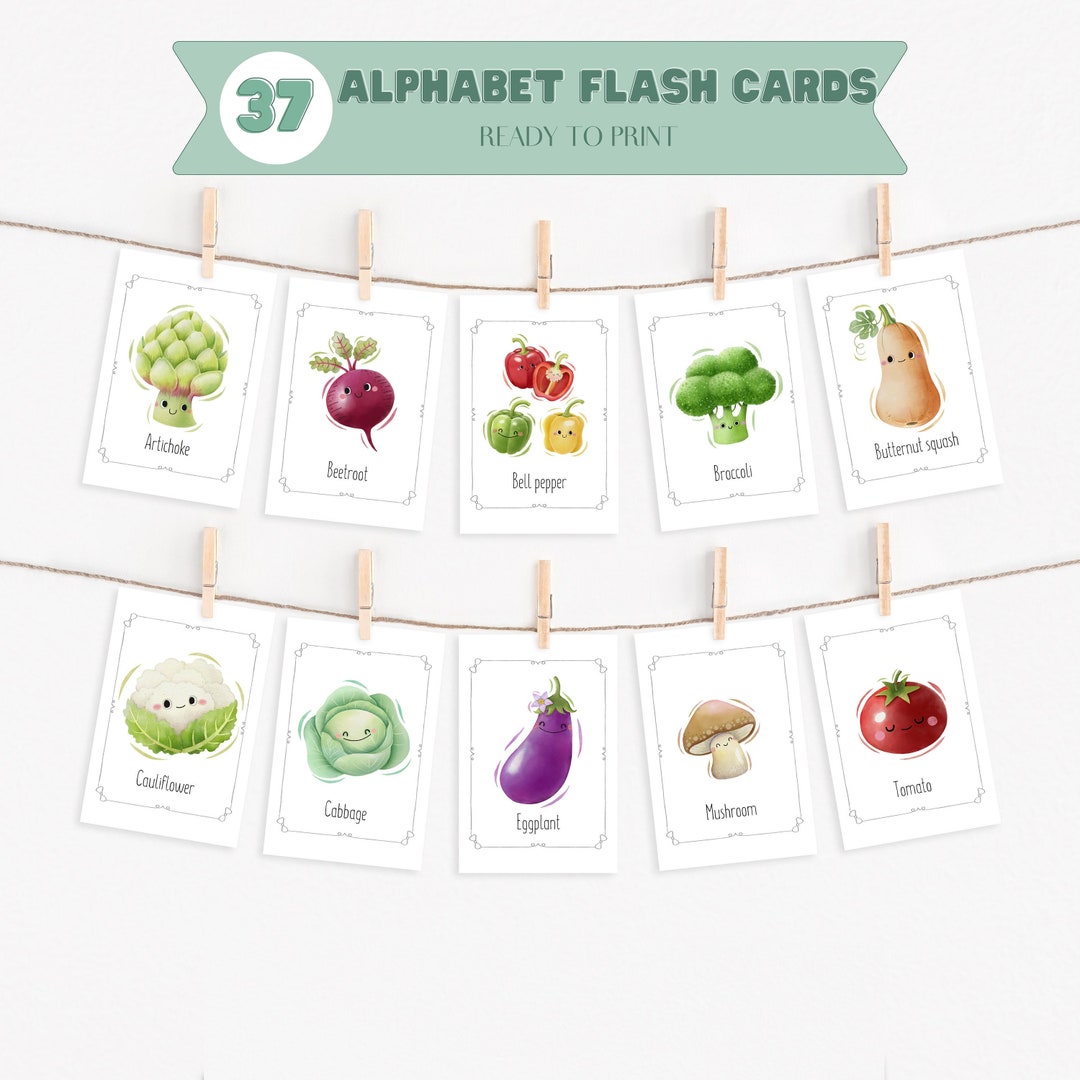 Vegetable Flashcards Educational Cards Vegetables Flash Cards - Etsy