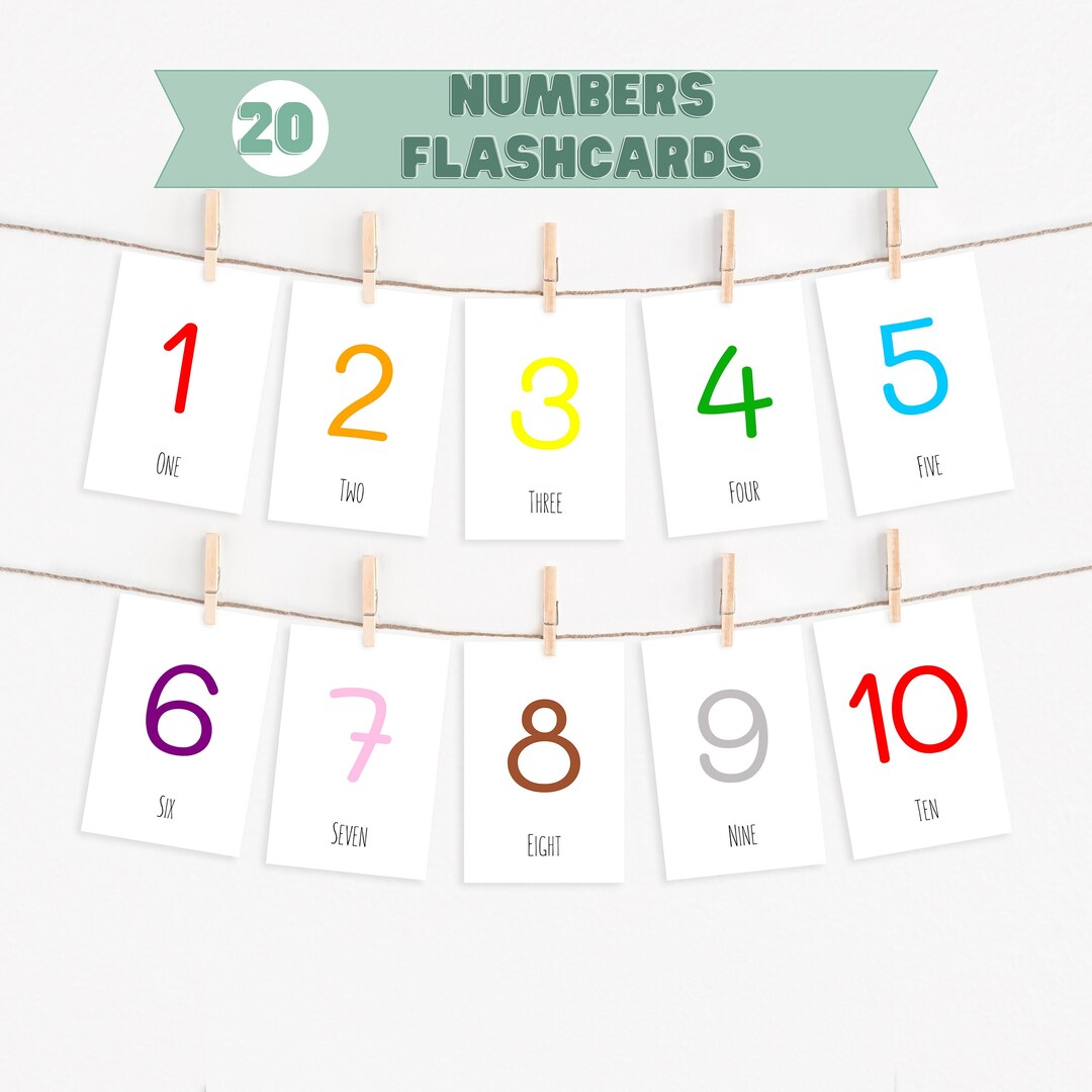 Numbers Flashcards Bright Numbers Cards Montessori Homeschool - Etsy
