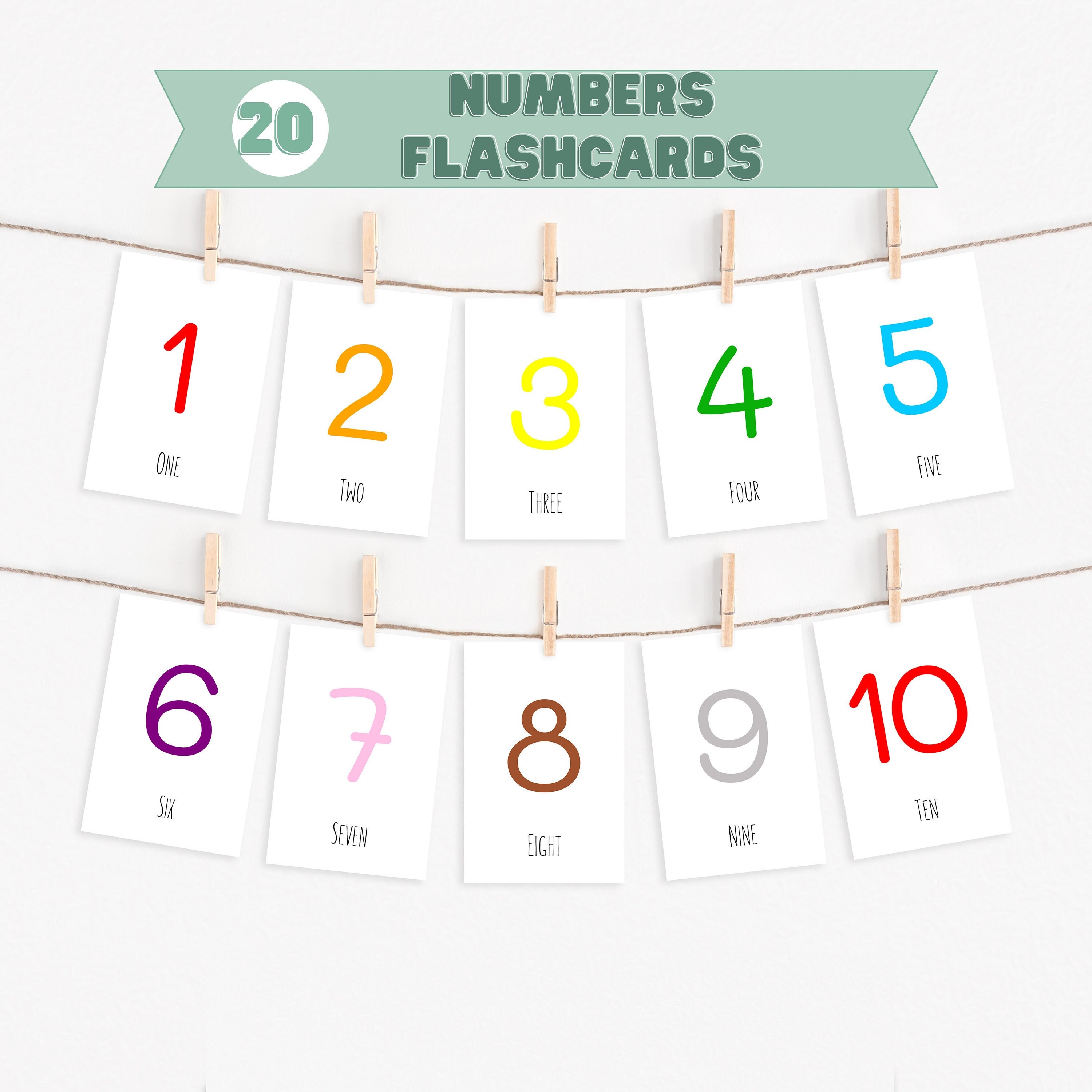 Numbers Flashcards Bright Numbers Cards Montessori Homeschool - Etsy