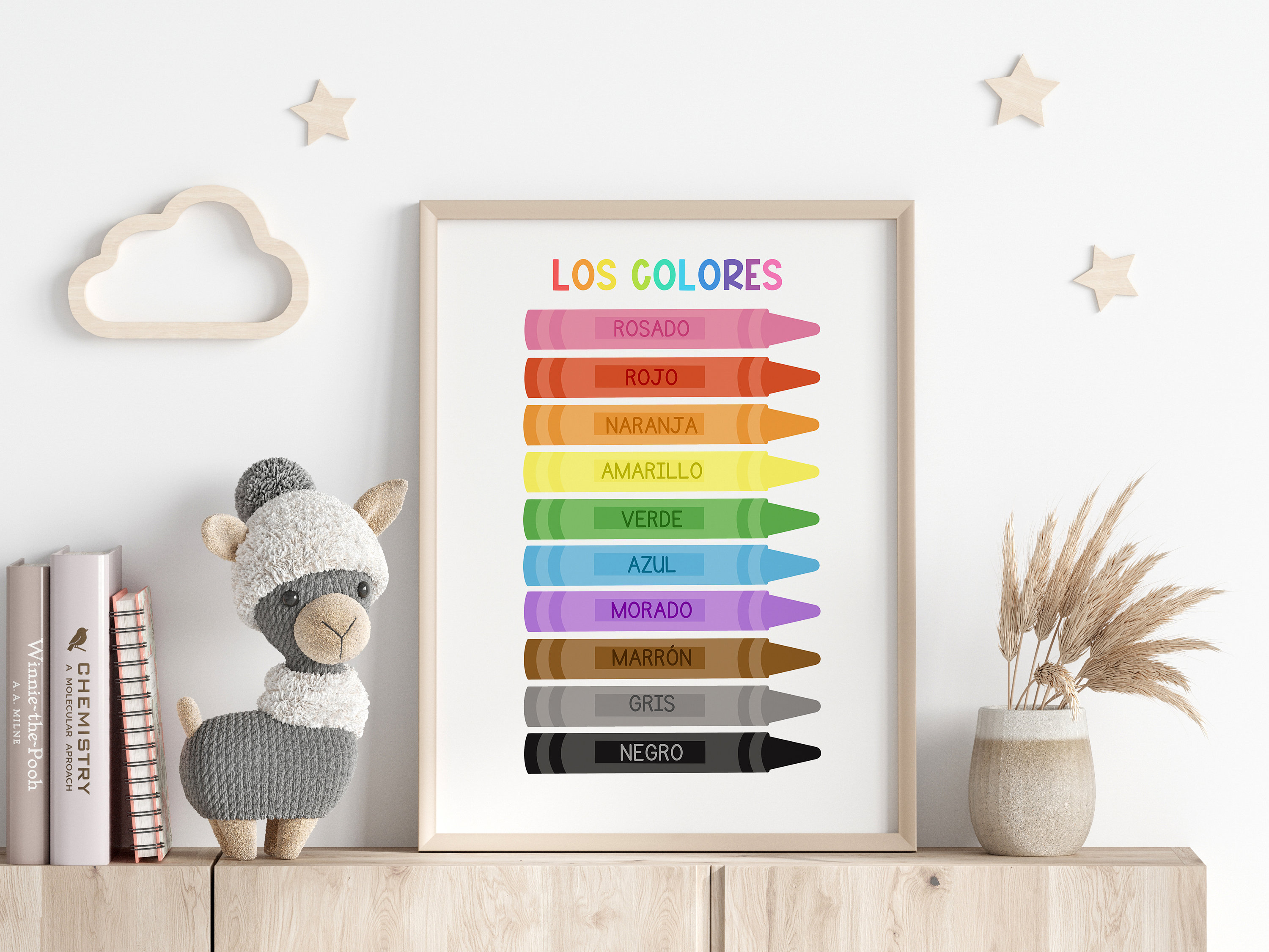 Spanish Crayon Colors Poster Educational Print Kids Homeschool ...