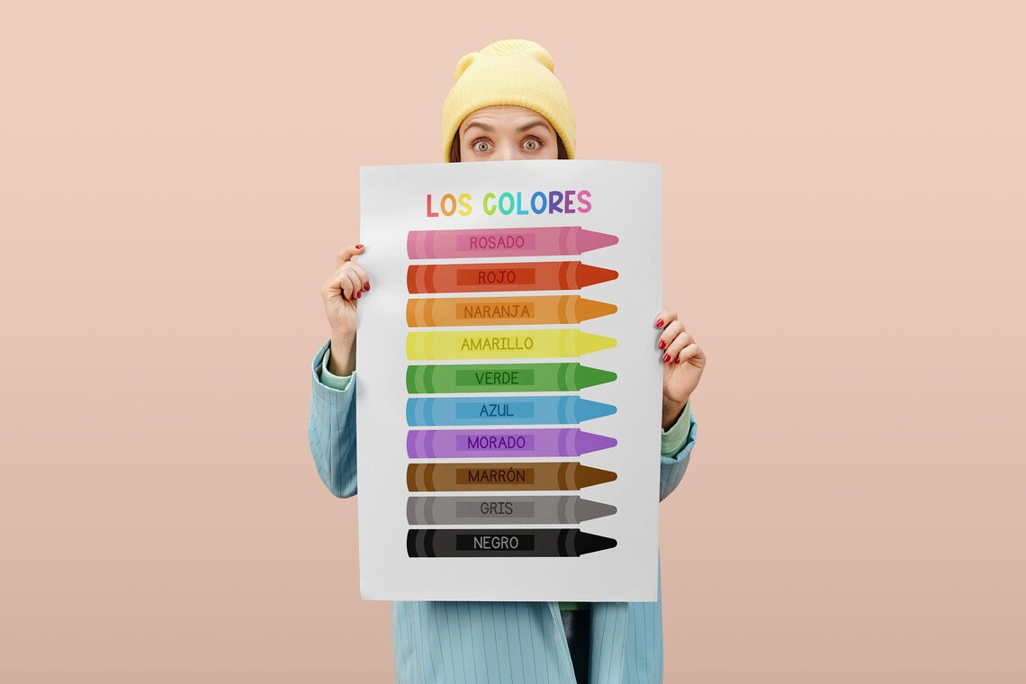 Spanish Crayon Colors Poster Educational Print Kids Homeschool ...