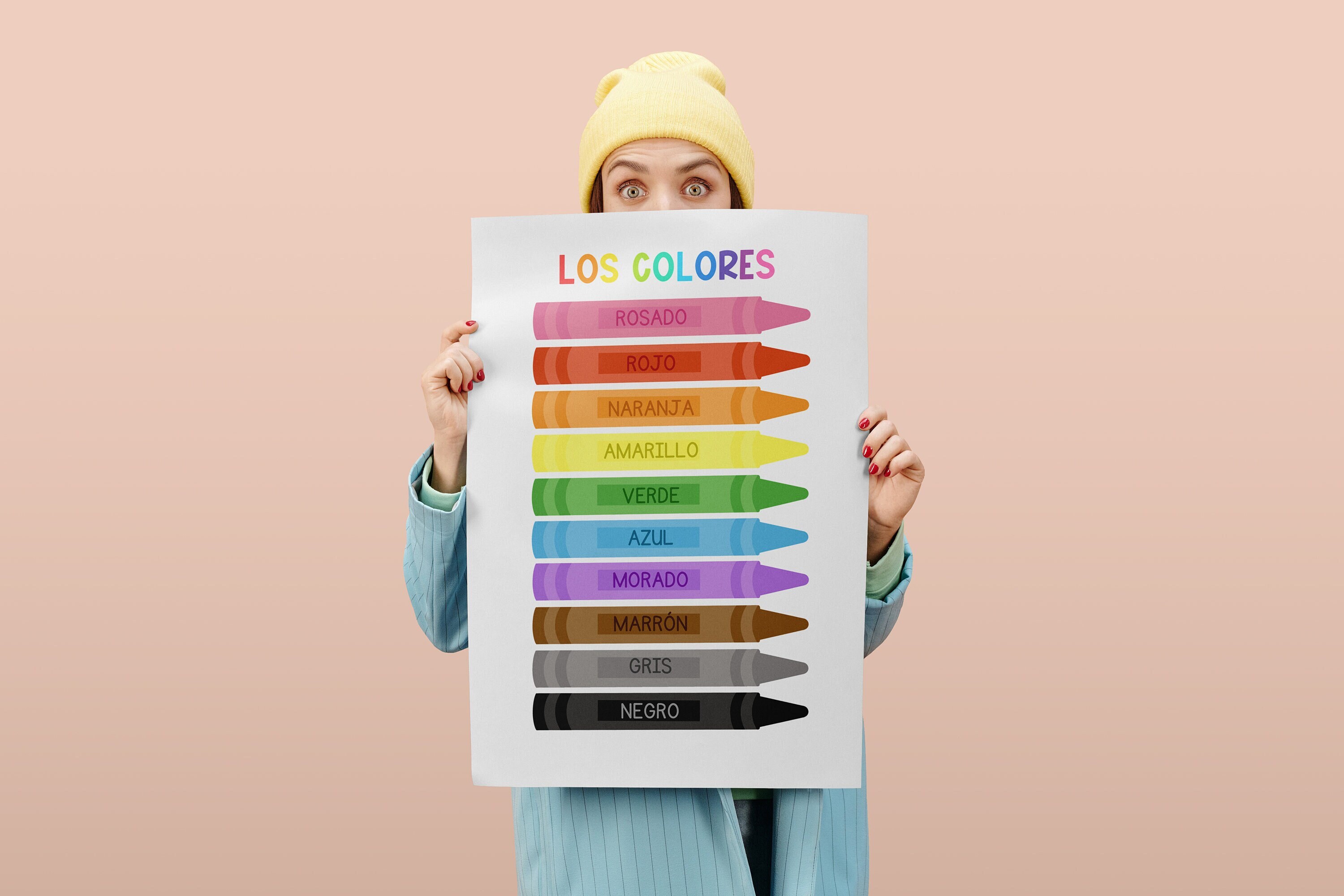 Spanish Crayon Colors Poster Educational Print Kids Homeschool ...