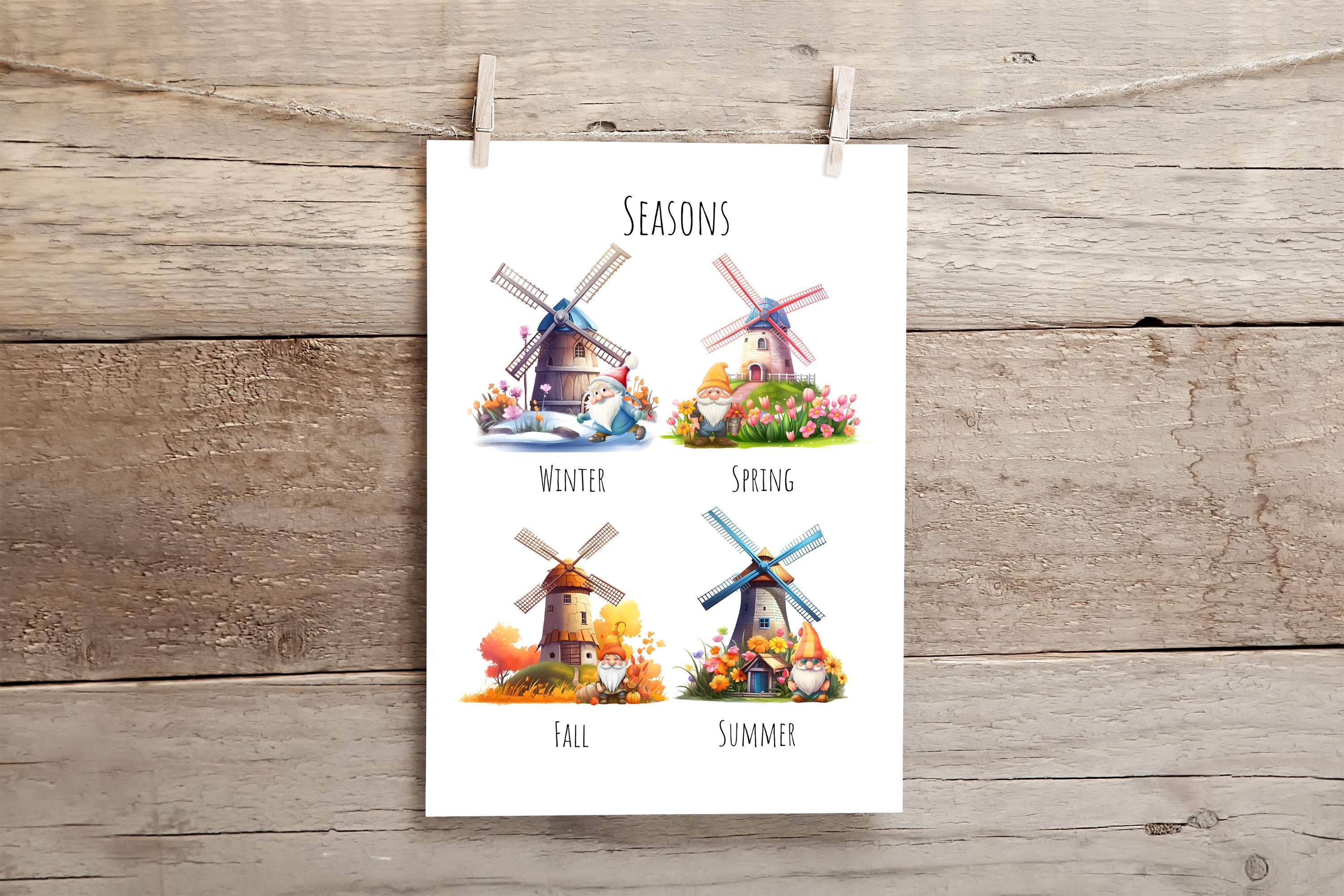 Seasons Poster Educational-5 Sizes, PDF, JPG, PNG Homeschool Printable ...