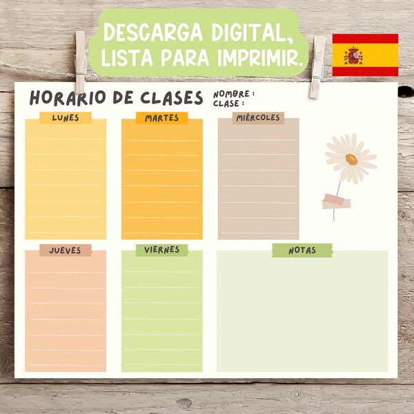 School Timetable Printable - Etsy