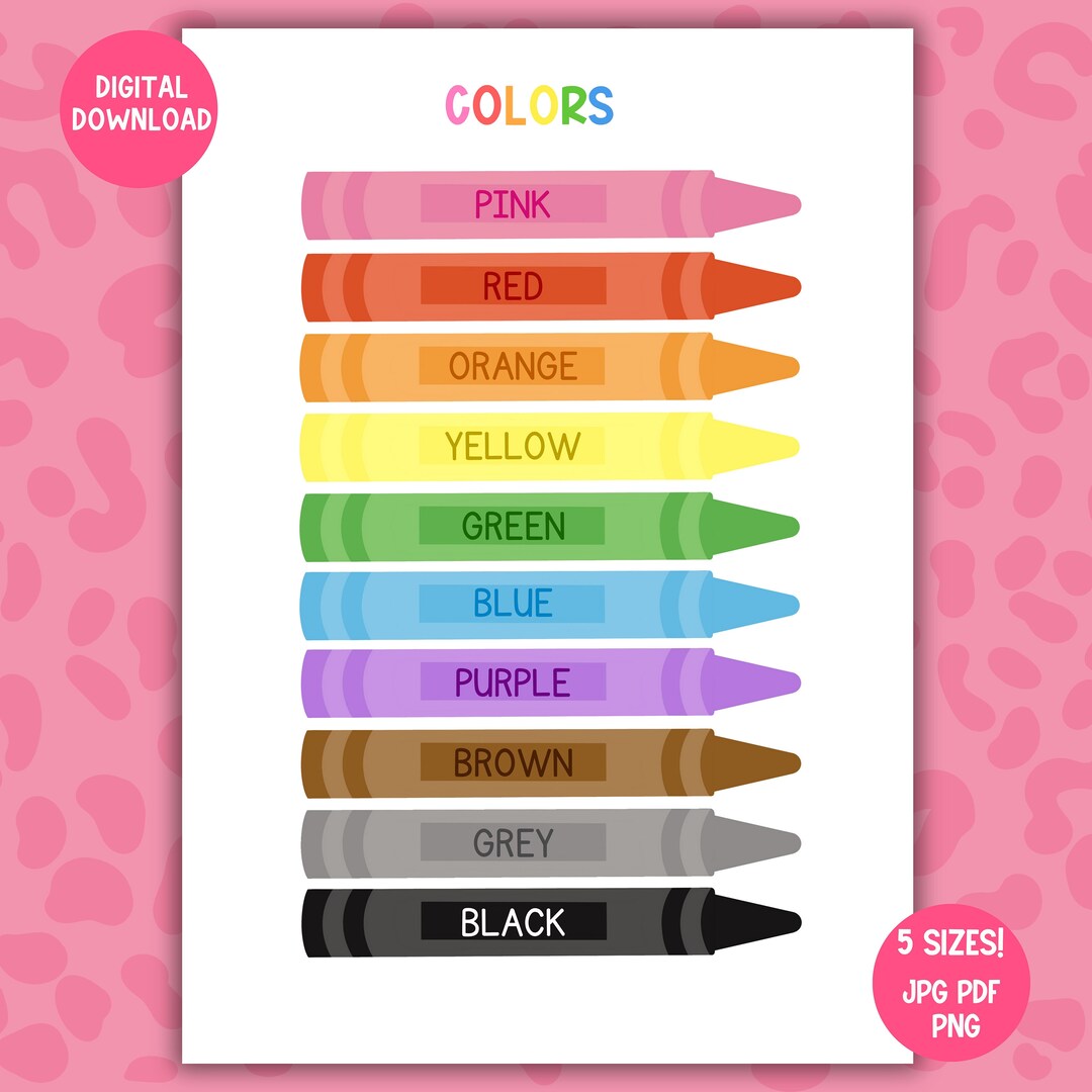 Crayon Colors Poster Educational Print Kid Homeschool Printable ...