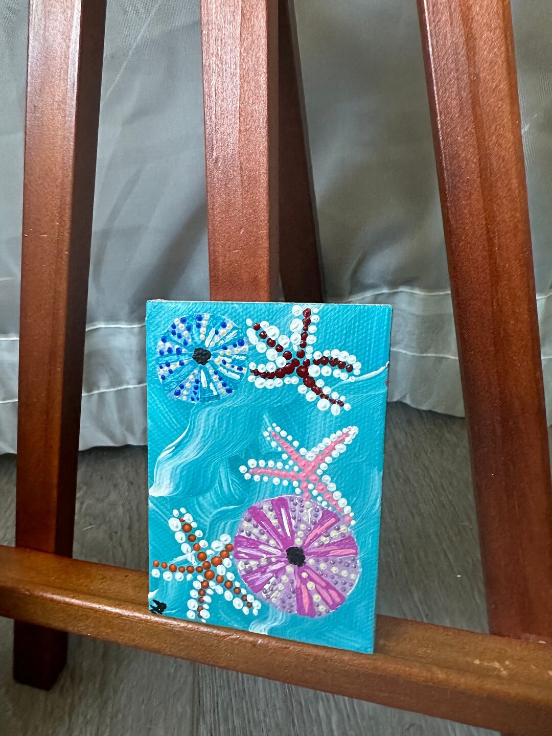 Sea Urchins and Starfish-original 3X4 Mini Acrylic Painting - Etsy