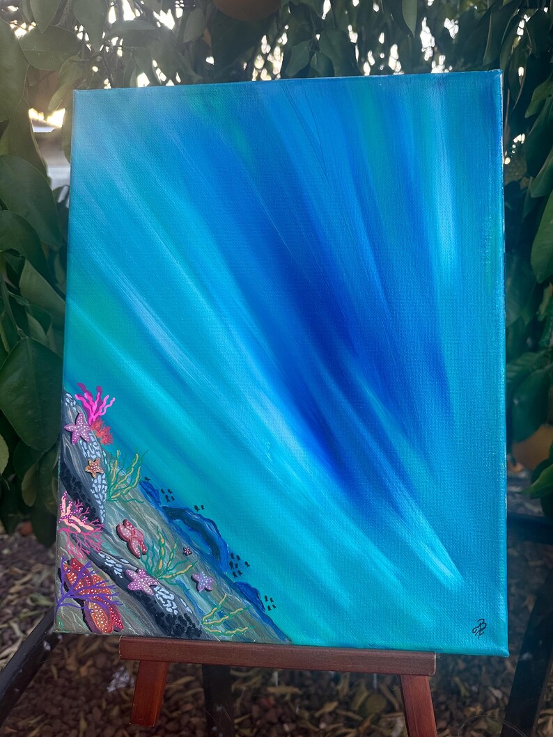 Acrylic Coral Reef Painting: Tropical Ocean Wall Art (16x20) - Etsy