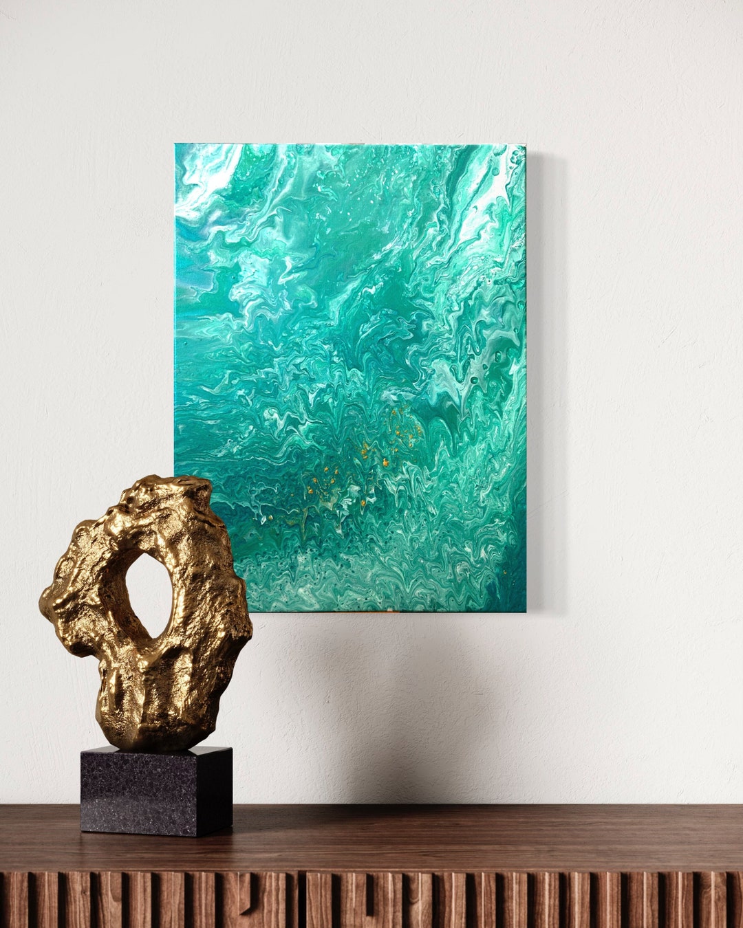 Ocean Theme Paint Pour | Sea Foam Art | Ocean Wall Art | Beach Home ...