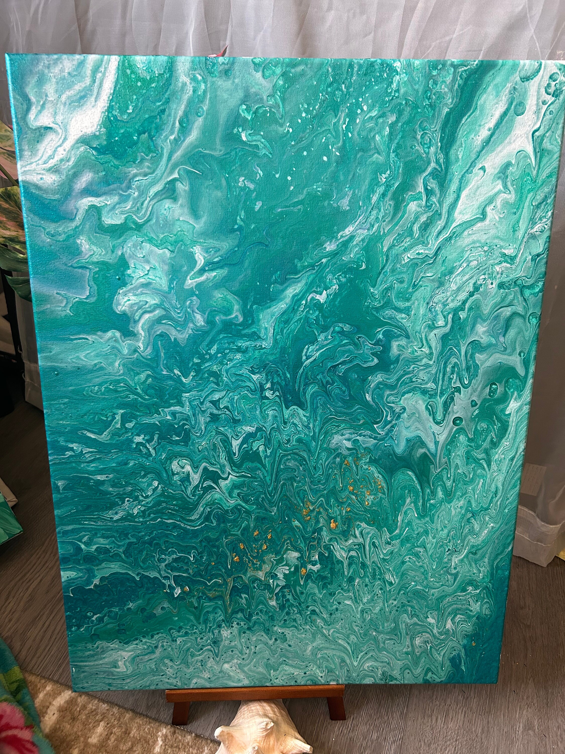 Ocean Theme Paint Pour | Sea Foam Art | Ocean Wall Art | Beach Home ...