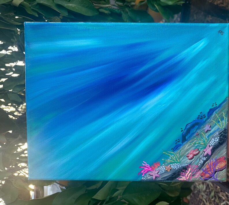 Acrylic Coral Reef Painting: Tropical Ocean Wall Art (16x20) - Etsy