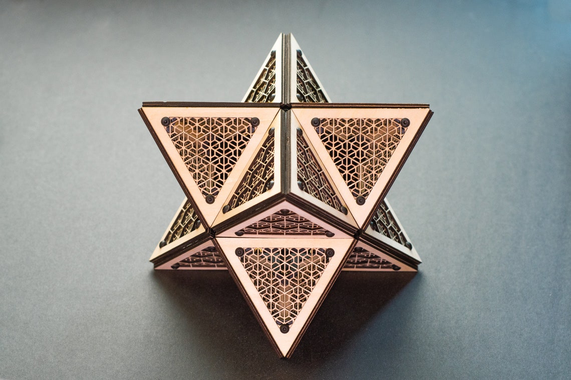 Merkaba Bishamon Model Kit Sculpture, Sacred Geometry Decor, Laser Cut ...