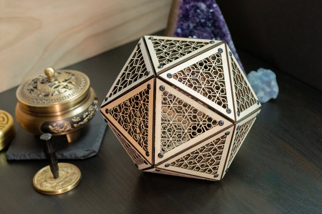 Icosahedron Kikkou Model Kit Sculpture, Sacred Geometry Decor, Laser ...