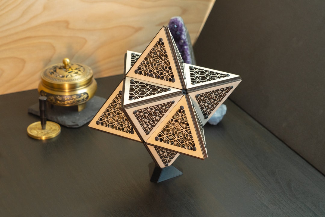 Merkaba Kikkou Model Kit Sculpture, Sacred Geometry Decor, Laser Cut ...