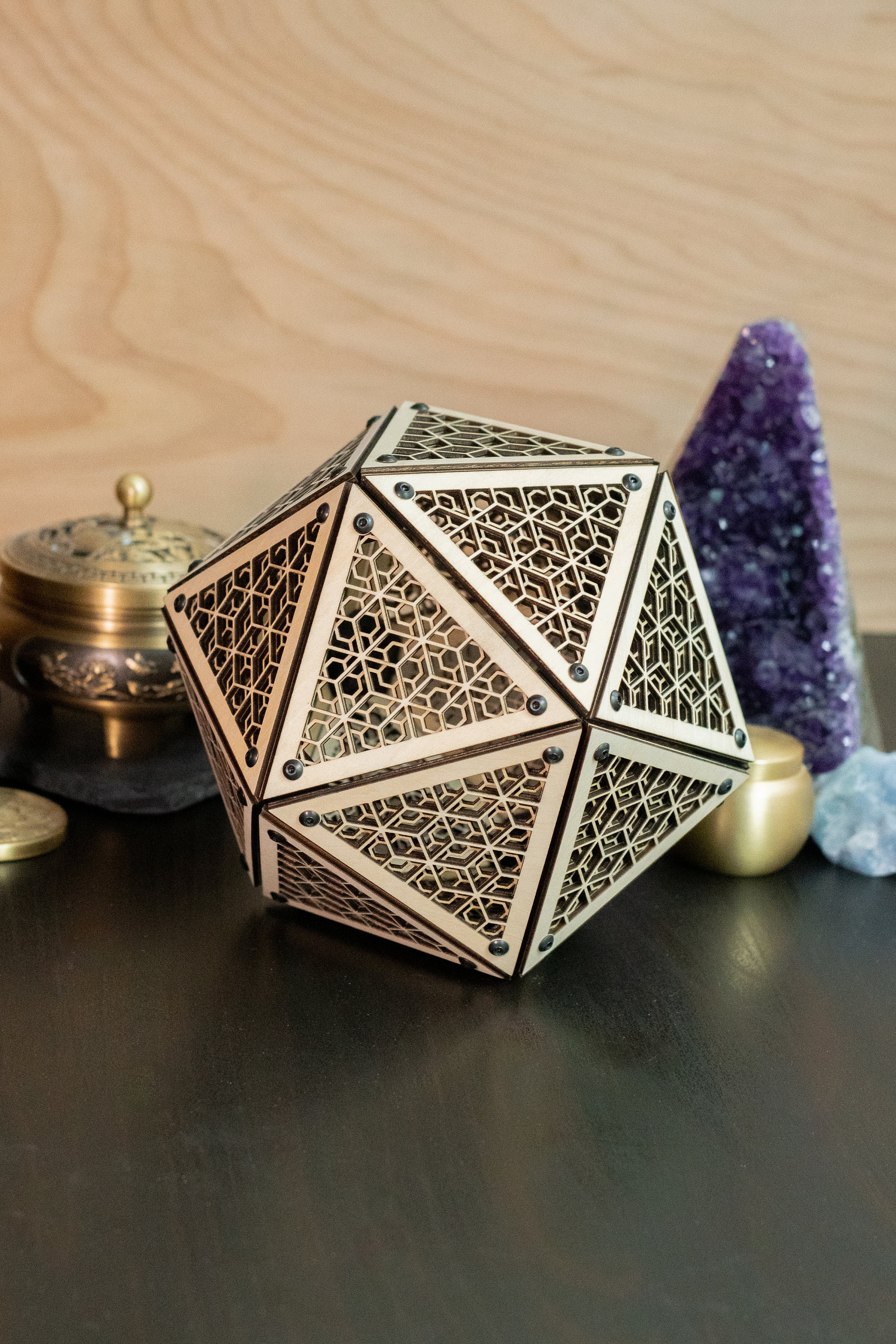 Icosahedron Kikkou Model Kit Sculpture, Sacred Geometry Decor, Laser ...