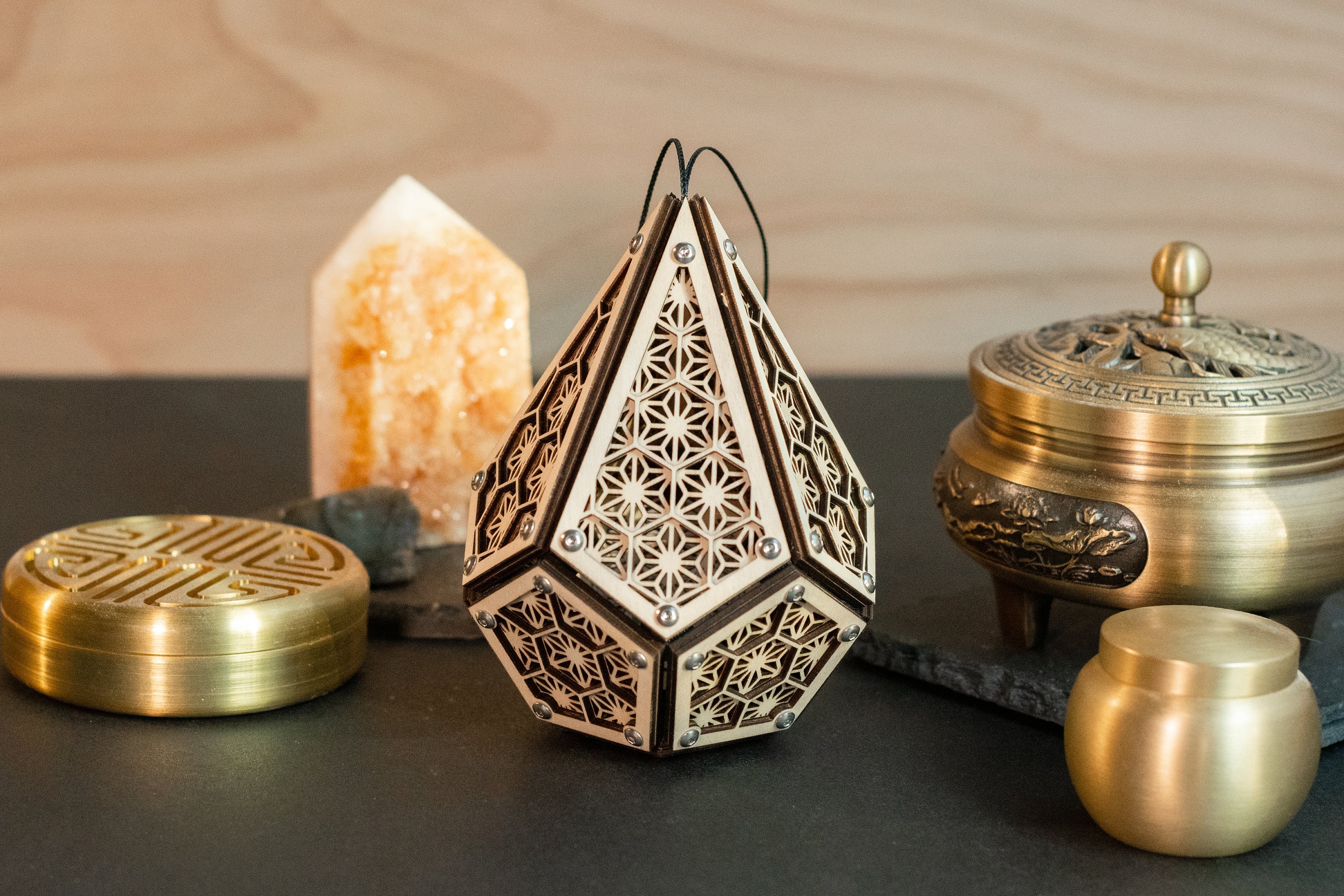 Mini Polyhedron Asanoha Model Kit Sculpture, Sacred Geometry Decor, Laser Cut Ornament, Kumiko ...